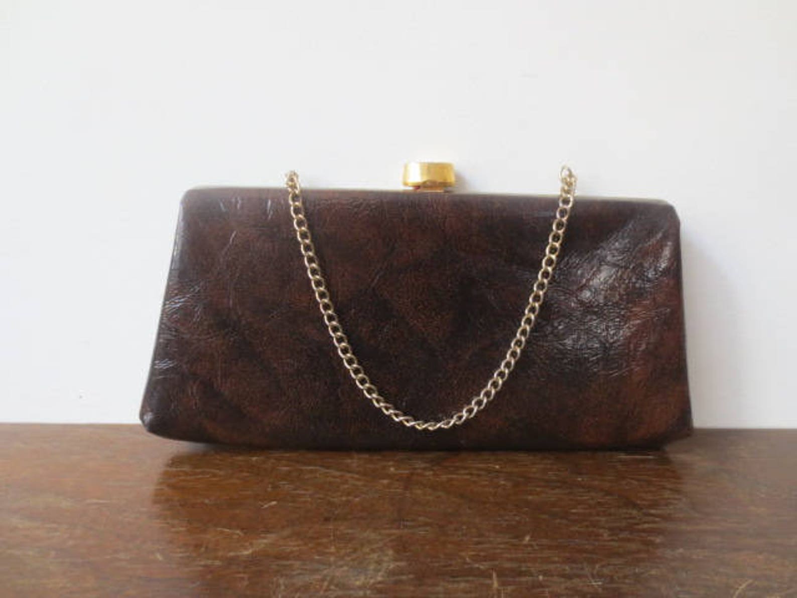 Vintage Tortoise Clutch 1960s Textured Tortoise Shell Vinyl - Etsy
