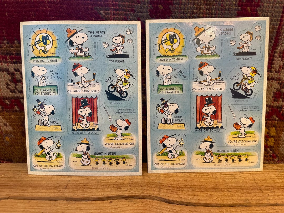 Vintage Snoopy Stickers, 1980s/90s 2 Full Sheets, United Features ...