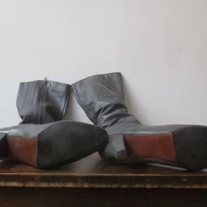 Vintage 1970s Knee-high Boots Cobbies Slate Gray Leather Boots - Etsy