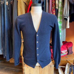 Vintage Sears Cardigan M 60s Kings Road Button V-neck Blue Vintage Sears Cardigan M 60s Kings Road Button V-neck Blue