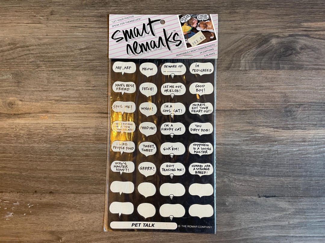 Vintage Smart Remarks Stickers, 1983 Word Bubble Stickers Pet Talk ...