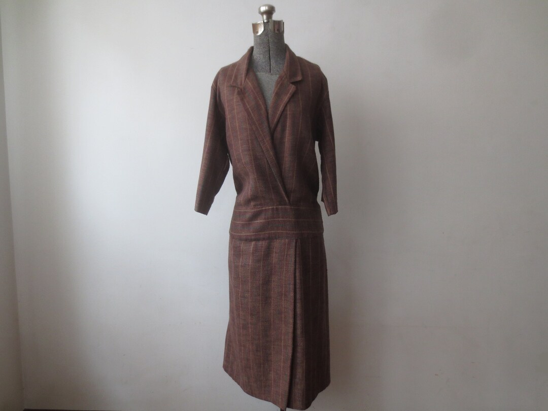Vintage 1970s/1980s Dress Simac Drop Waist Silk Blended Weave With Wrap ...