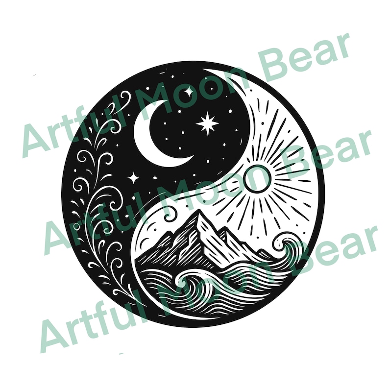 Yin Yang Day and Night Wall Art - Etsy