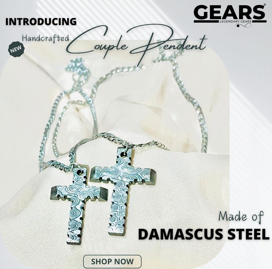 Steel Couples Cross Pendant Necklace Set, Matching His/her Jewelry ...