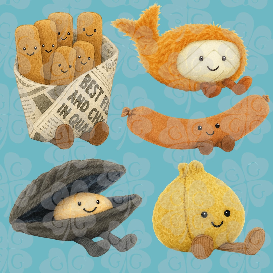 Jellycat Fish and Chips Collection Digital Art | 10 PNG Images - Etsy