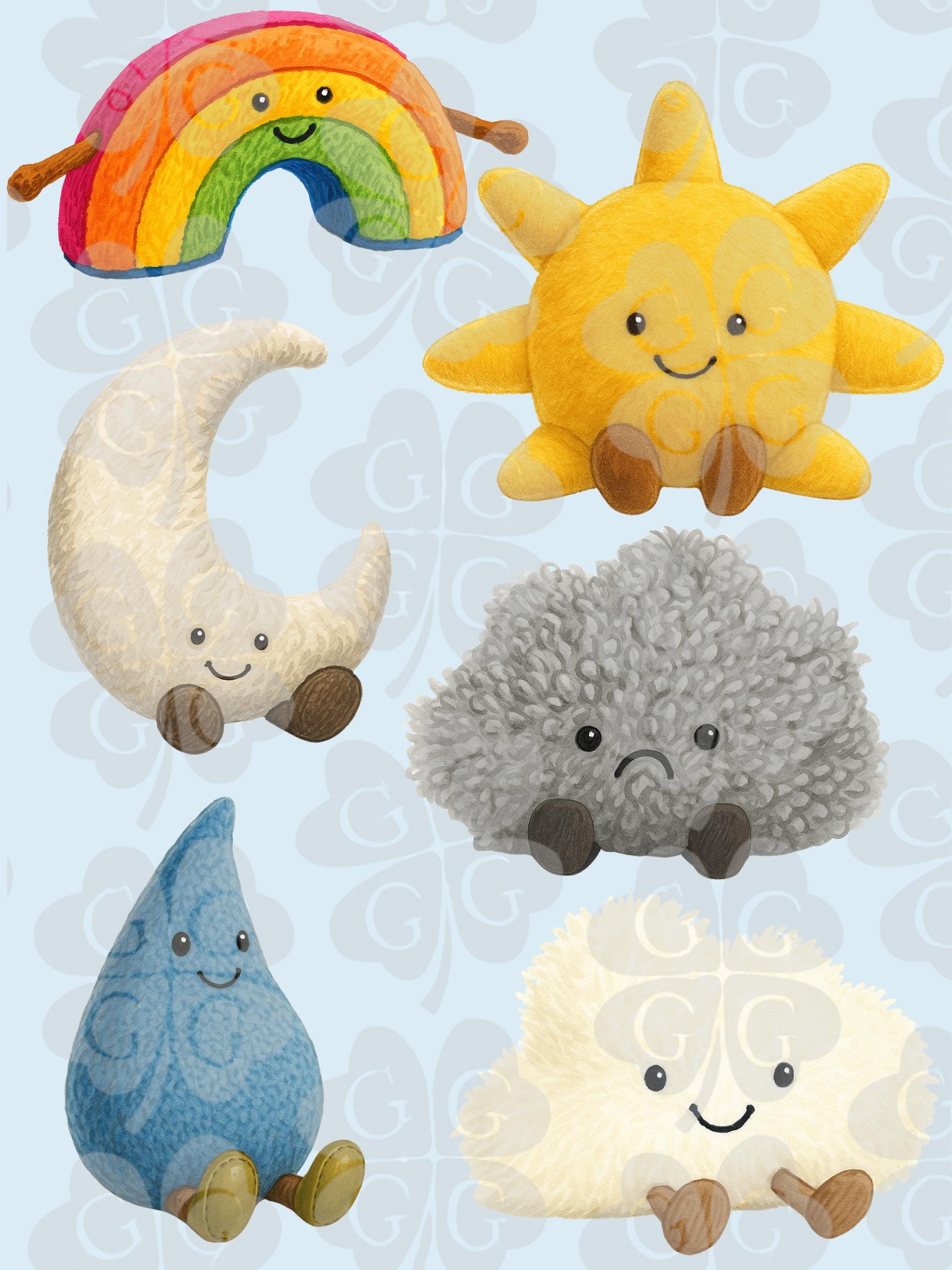 Jellycat Clipart Images of Weather Elements and More! | 11 PNG Images ...