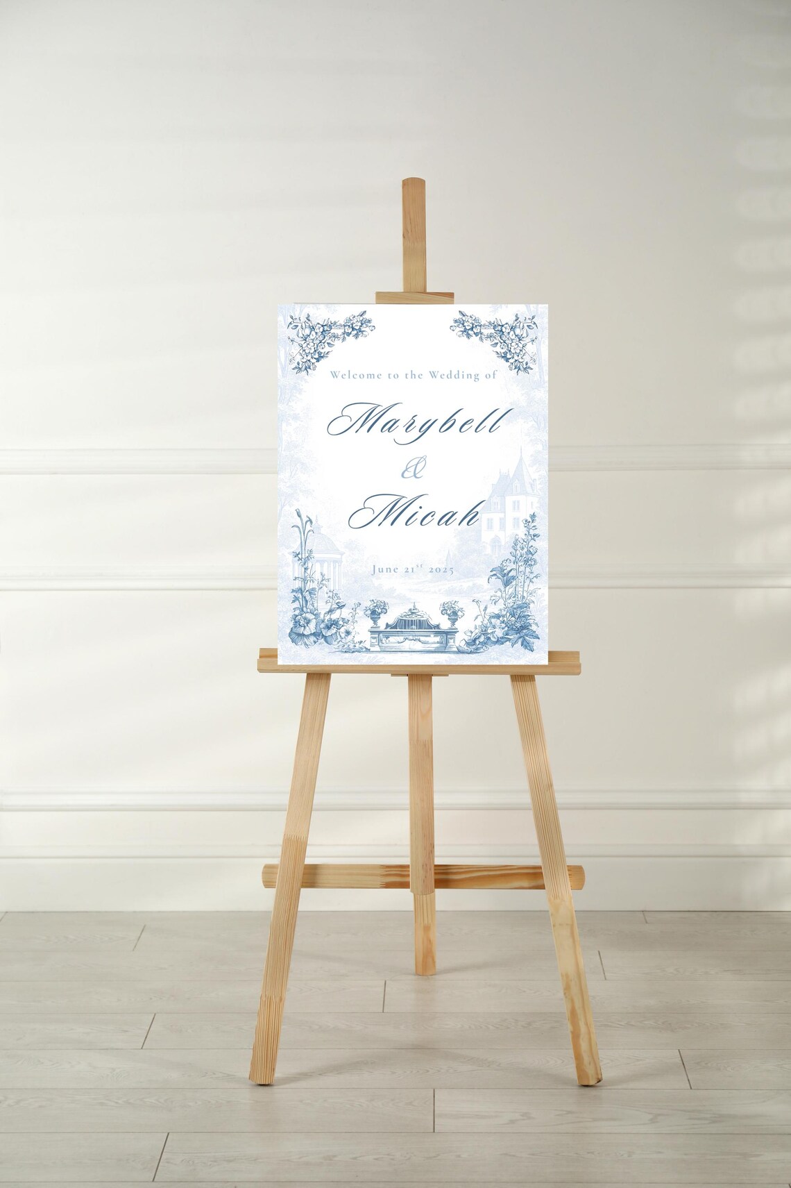 Dusty Blue Toile Wedding Invitation Suite | Printable Template (canva ...