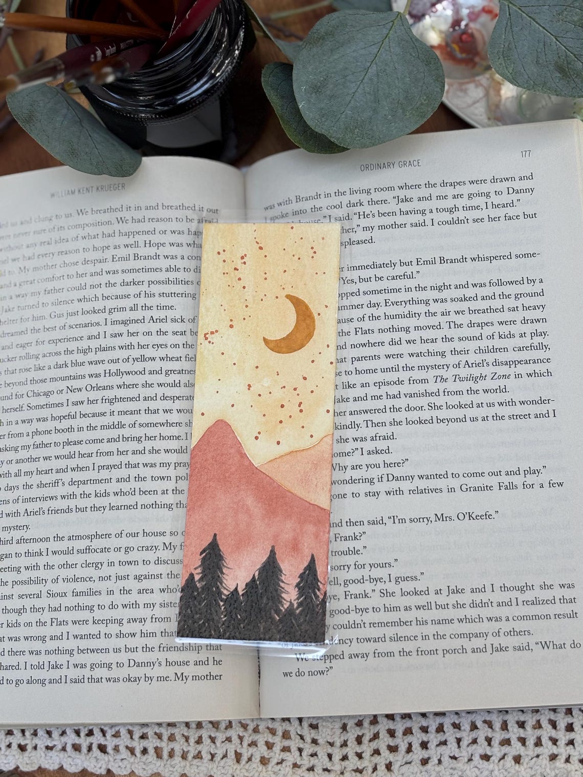 Hand-painted & Laminated ORIGINAL Mountain Moonlight Watercolor ...