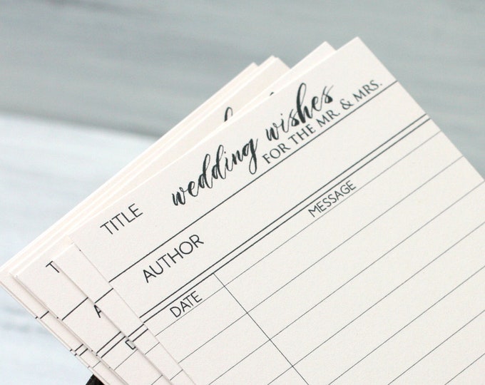 Wedding Wishes Library Card - Literary Wedding - Library Theme - Book ...