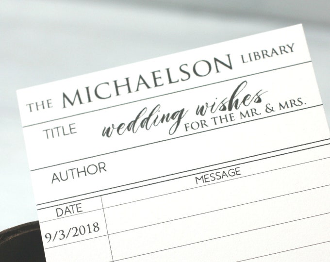 Personalized - Wedding Wishes Library Card - Literary Wedding - Library ...