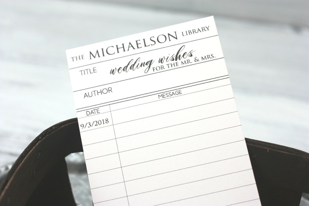 Personalized - Wedding Wishes Library Card - Literary Wedding - Library ...