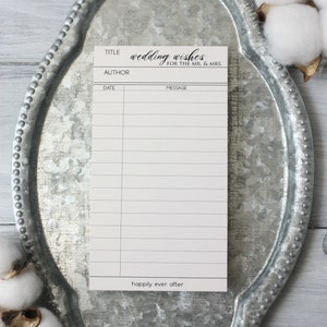 Wedding Wishes Library Card - Literary Wedding - Library Theme - Book ...