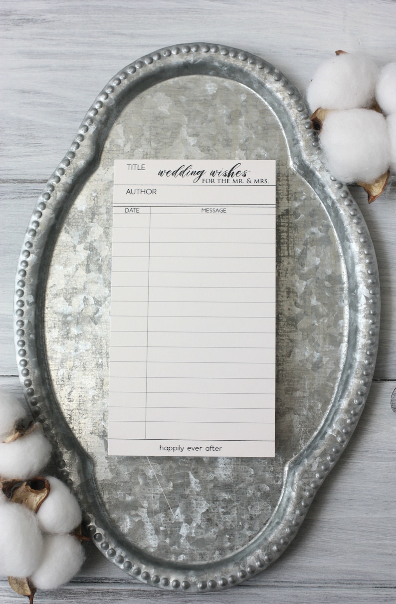 Wedding Wishes Library Card - Literary Wedding - Library Theme - Book ...