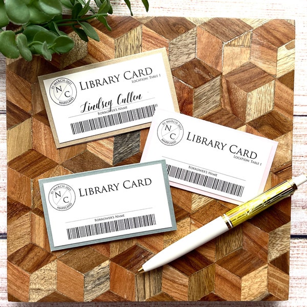 Library Card Place Cards - Etsy