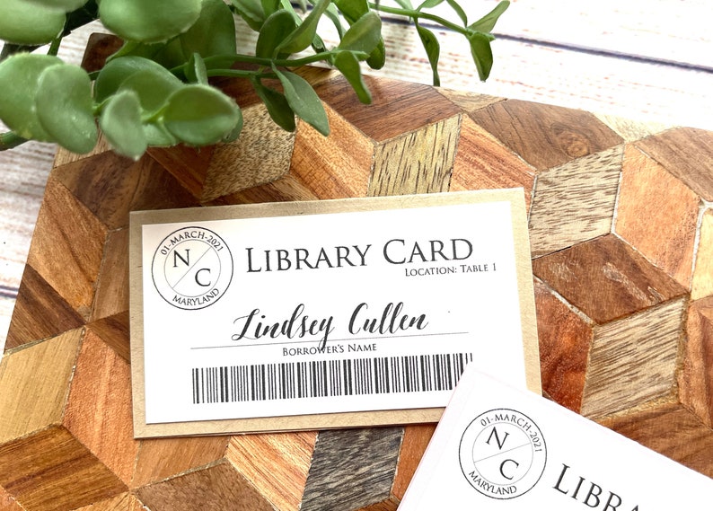 OPTION 1: Literary Wedding Library Membership Card Placecard | Etsy