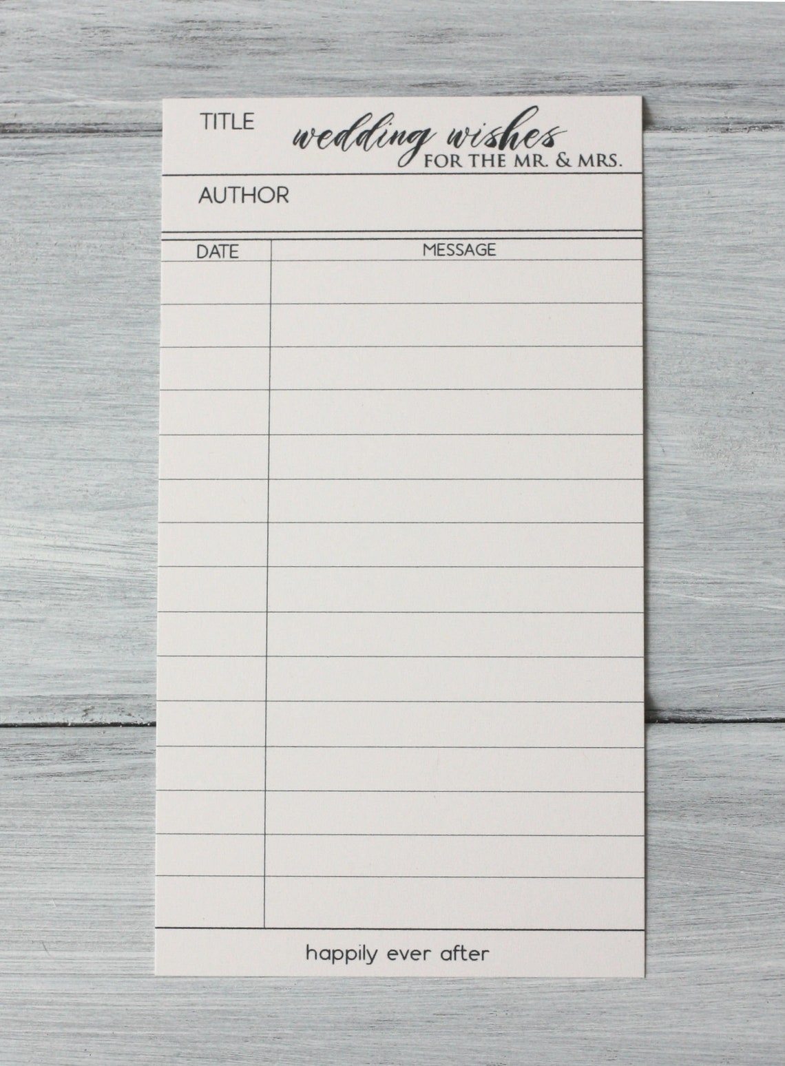 Wedding Wishes Library Card - Literary Wedding - Library Theme - Book ...
