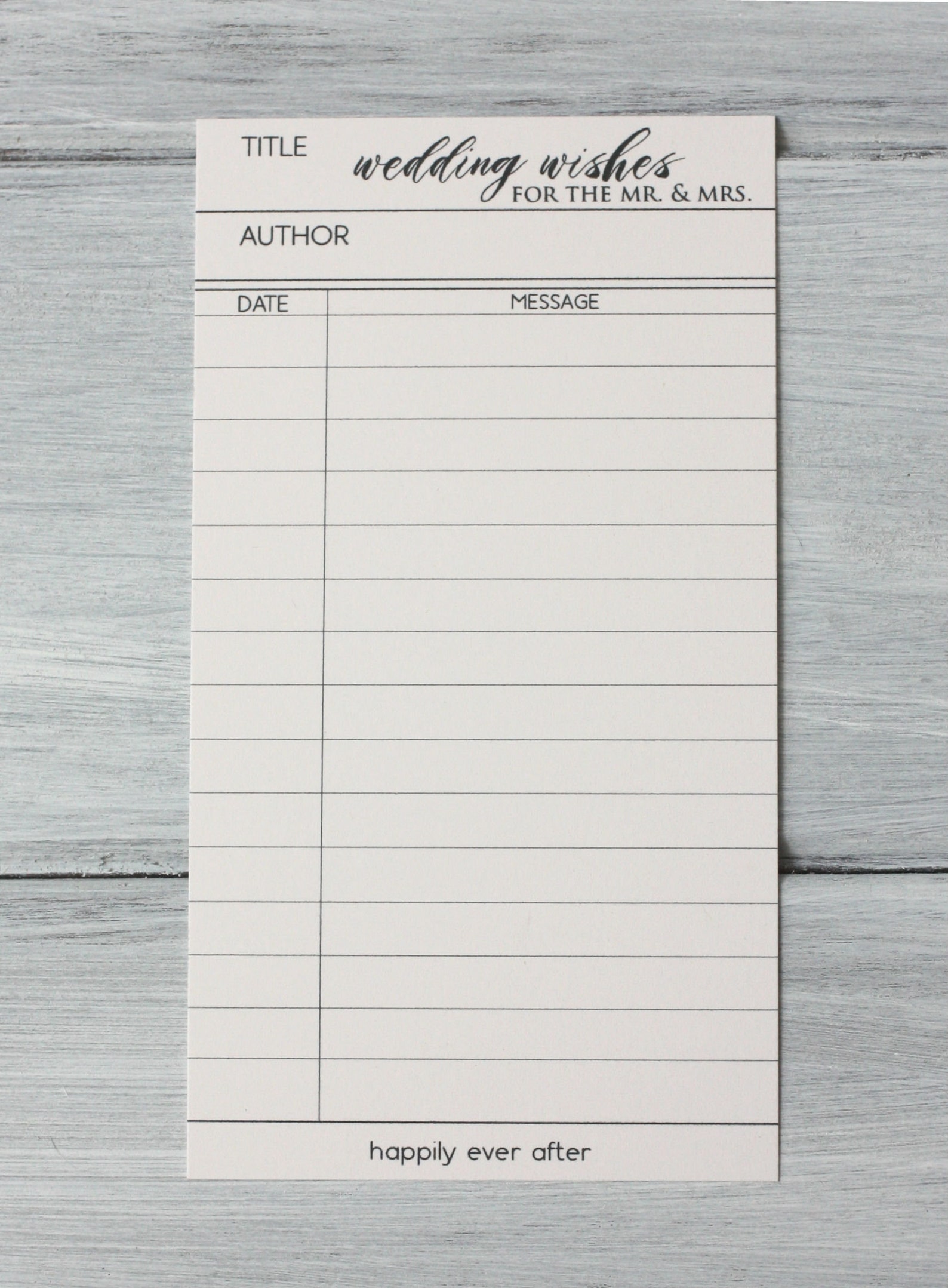 Wedding Wishes Library Card - Literary Wedding - Library Theme - Book ...