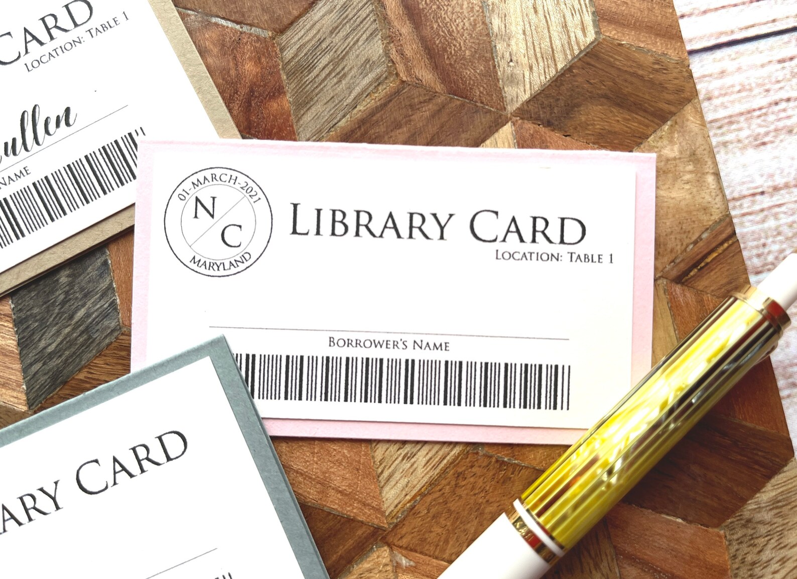 OPTION 3: Literary Wedding Library Membership Card Placecard | Etsy