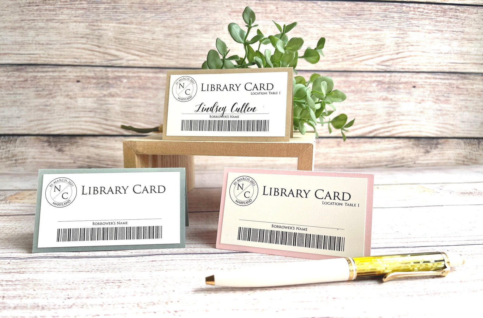 OPTION 1: Literary Wedding - Library Membership Card Placecard - Book ...