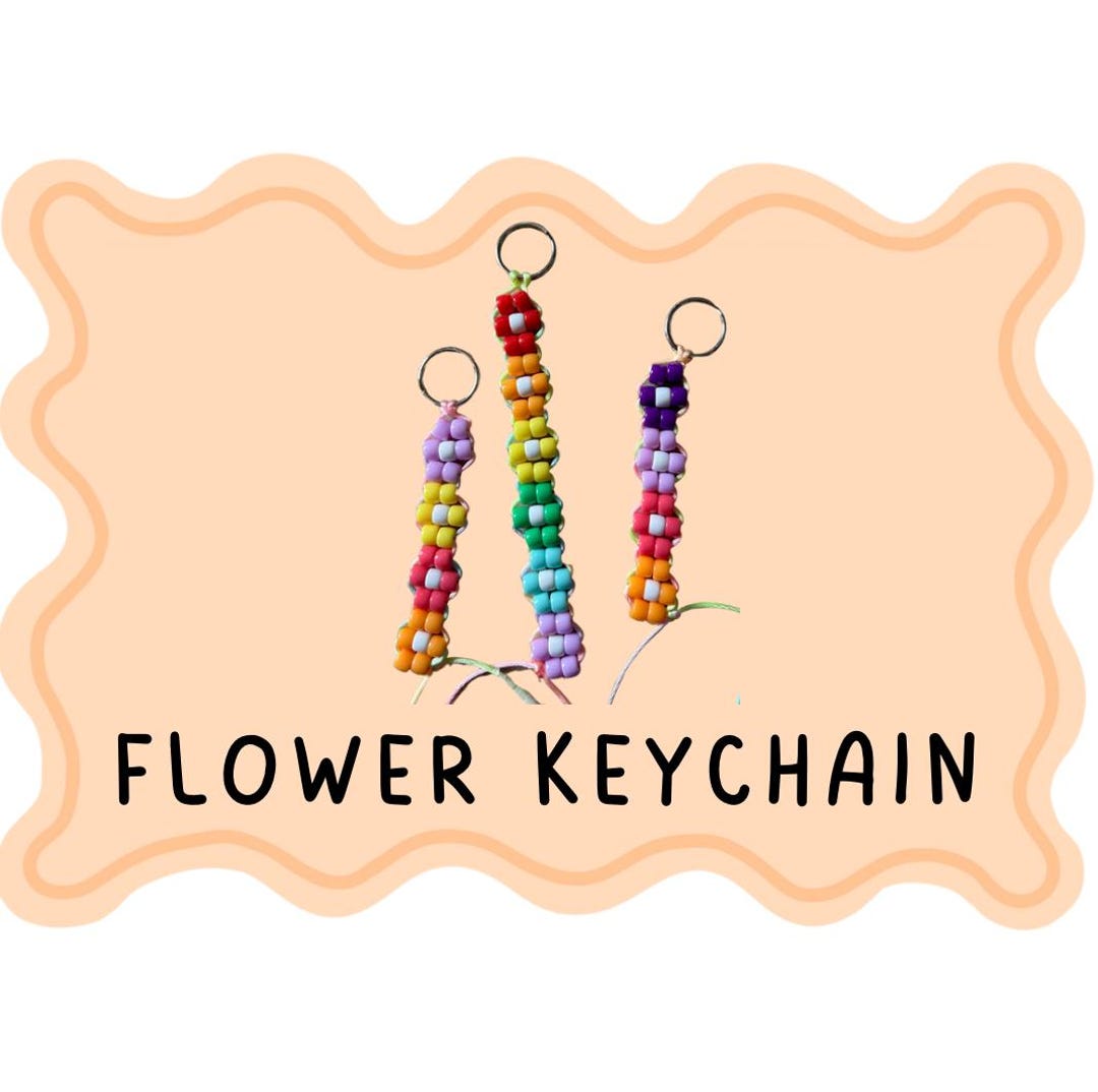 Flower Pony Bead Keychain - Etsy
