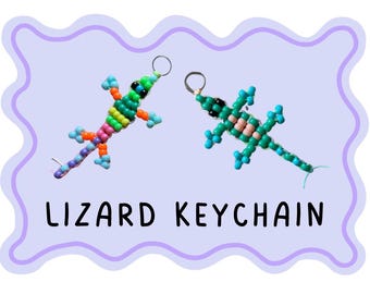 Lizard Pony Bead Keychain - Etsy