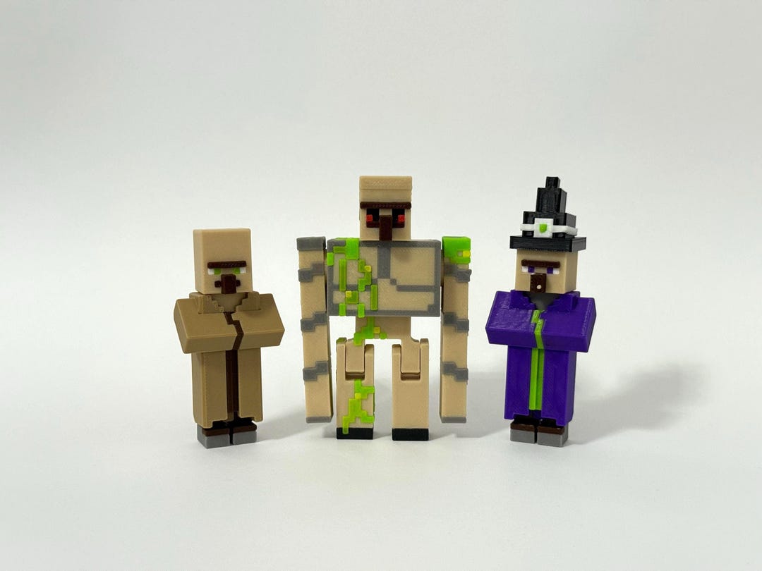3D Printed Pixel Village Set | Articulated Block Figures Set | Poseable ...