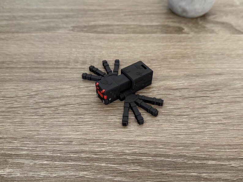 Pixel Spider Articulated Figure | 3D Printed Poseable Mob Toy | Gamer ...