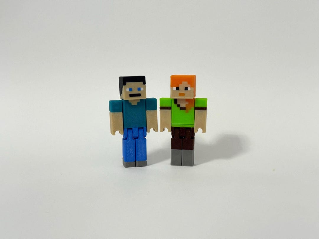 3D Printed Pixel Duo Articulated Figures | Poseable Block Style Gamer ...