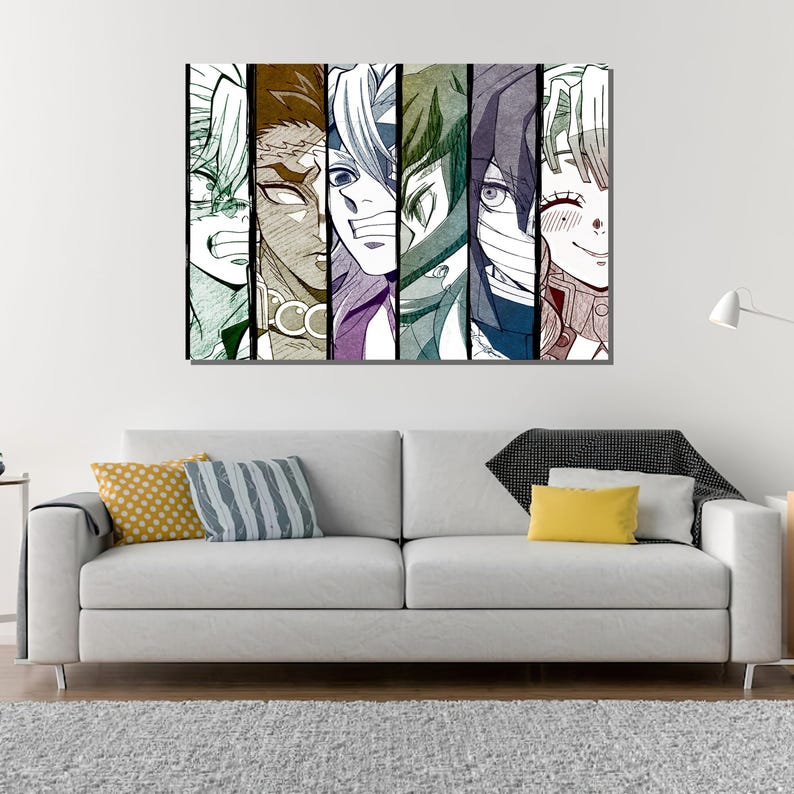 Demon Slayer Hashira Collage Art Poster, Anime Character Portraits in ...