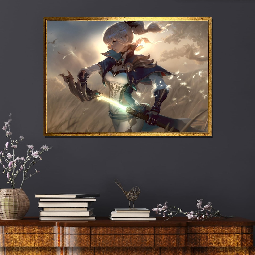 Jean Genshin Impact Digital Art Print - Dandelion Knight Gaming Wall ...