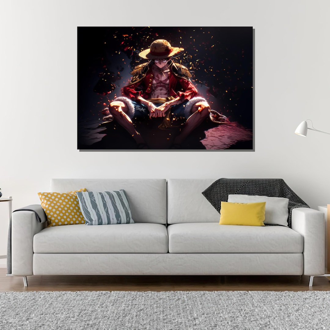 Fiery Pirate King Anime Art Print | Straw Hat Warrior Wall Art | Epic ...