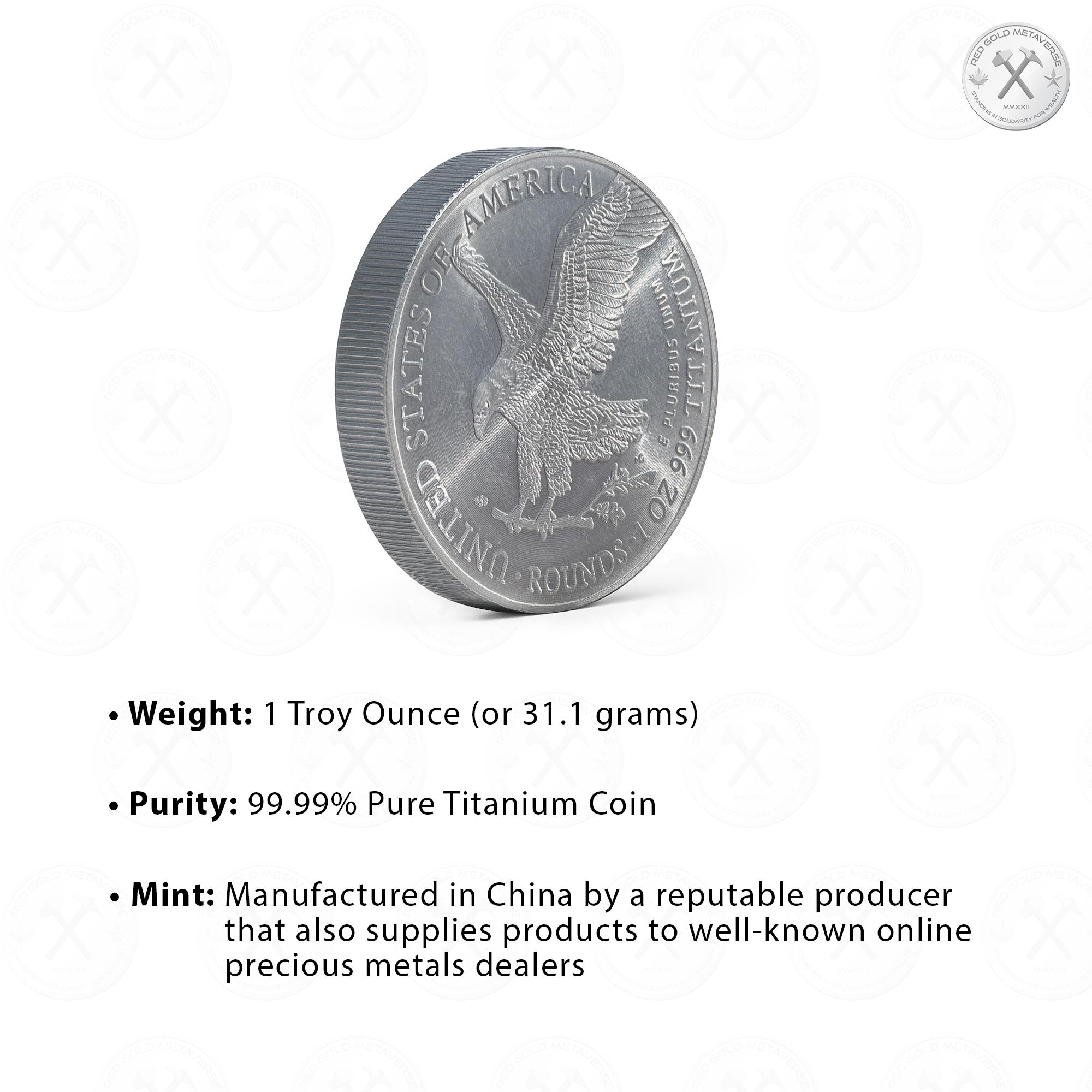 1 Oz Titanium Walking Liberty Coin | .999 Fine American Eagle Bullion ...