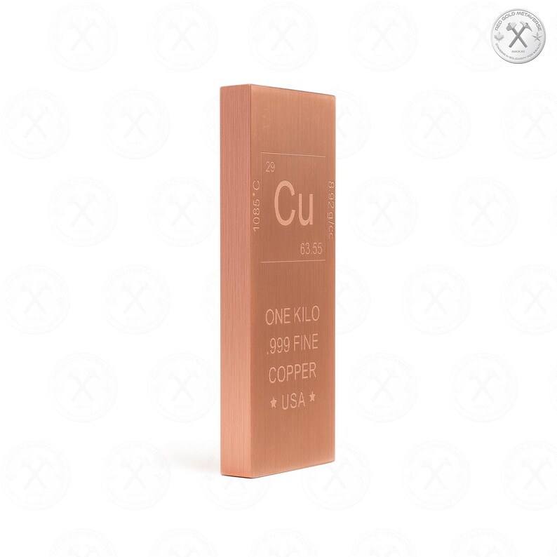 1kg Copper Bar .999 Fine – Periodic Table Design | 1000g Cu Bullion ...