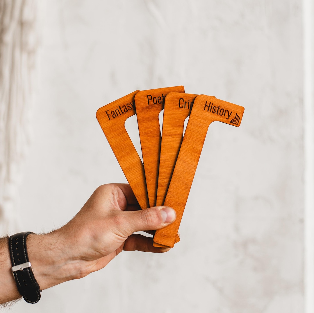 Wooden Book Dividers Genre, Personalized Library Dividers, Genre ...