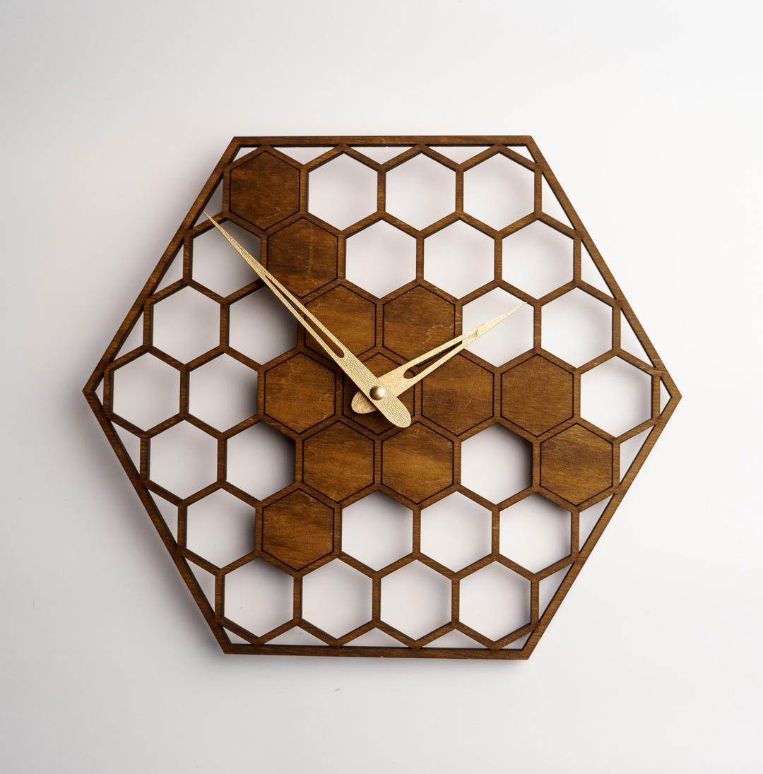 Honeycomb Clock, Hexagon Wall Clock, Decorative Clock Minimalist, Farmhouse Wall Clock ...