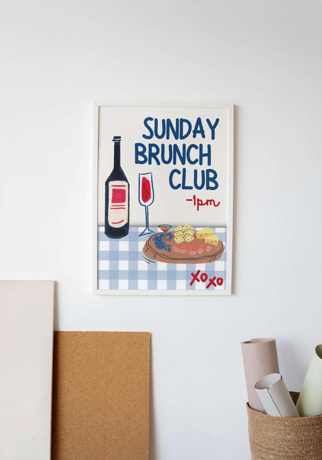 Sunday Brunch Club Art Print | Kitchen Wine & Charcuterie (digital ...
