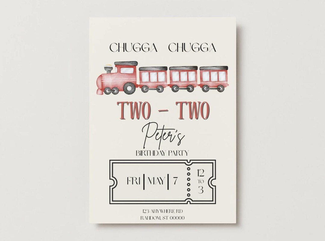 2nd Birthday Invitation, Train Themed Invitation - Etsy