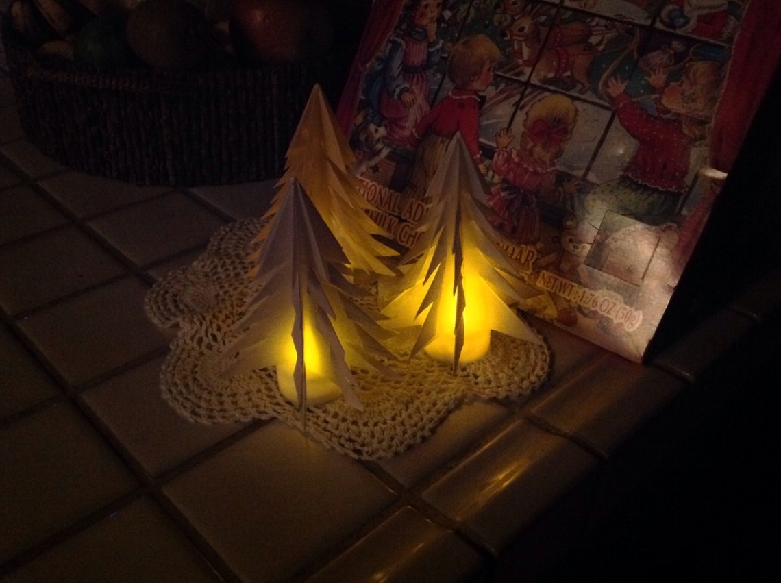 Origami Trees and Candles 4 Included - Etsy