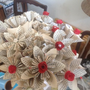 12 Book Page or Sheet Music Origami Paper Flowers on 12 Inch Stems - Etsy