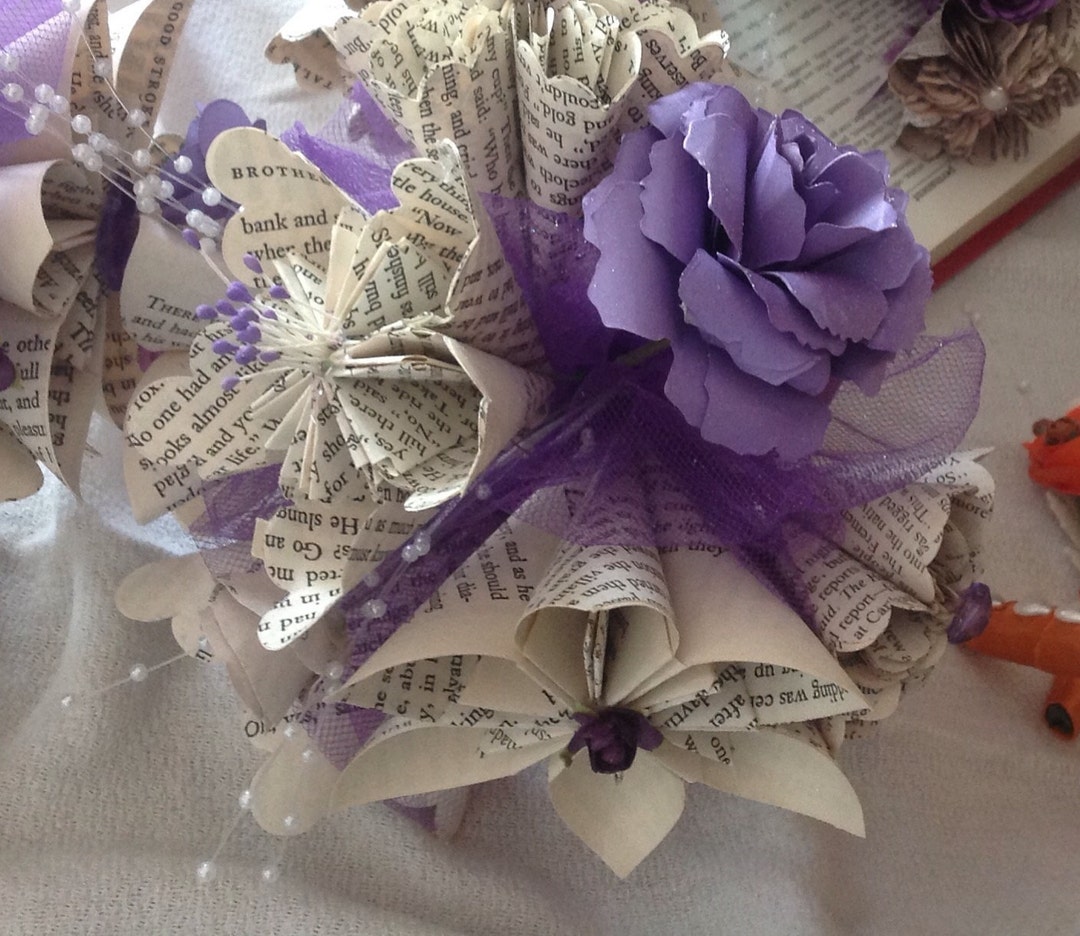 Origami Paper Flower Book Page Bouquet Customized With 8 Handmade ...