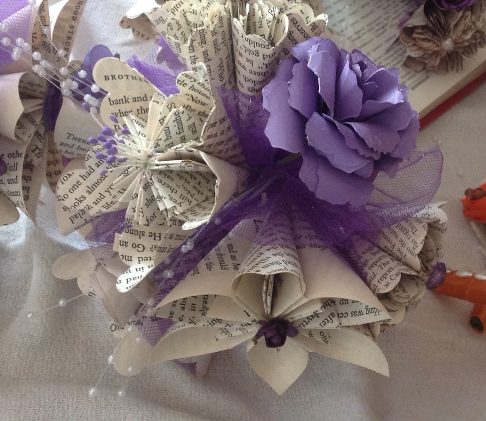 Origami Paper Flower Book Page Bouquet Customized With 8 | Etsy