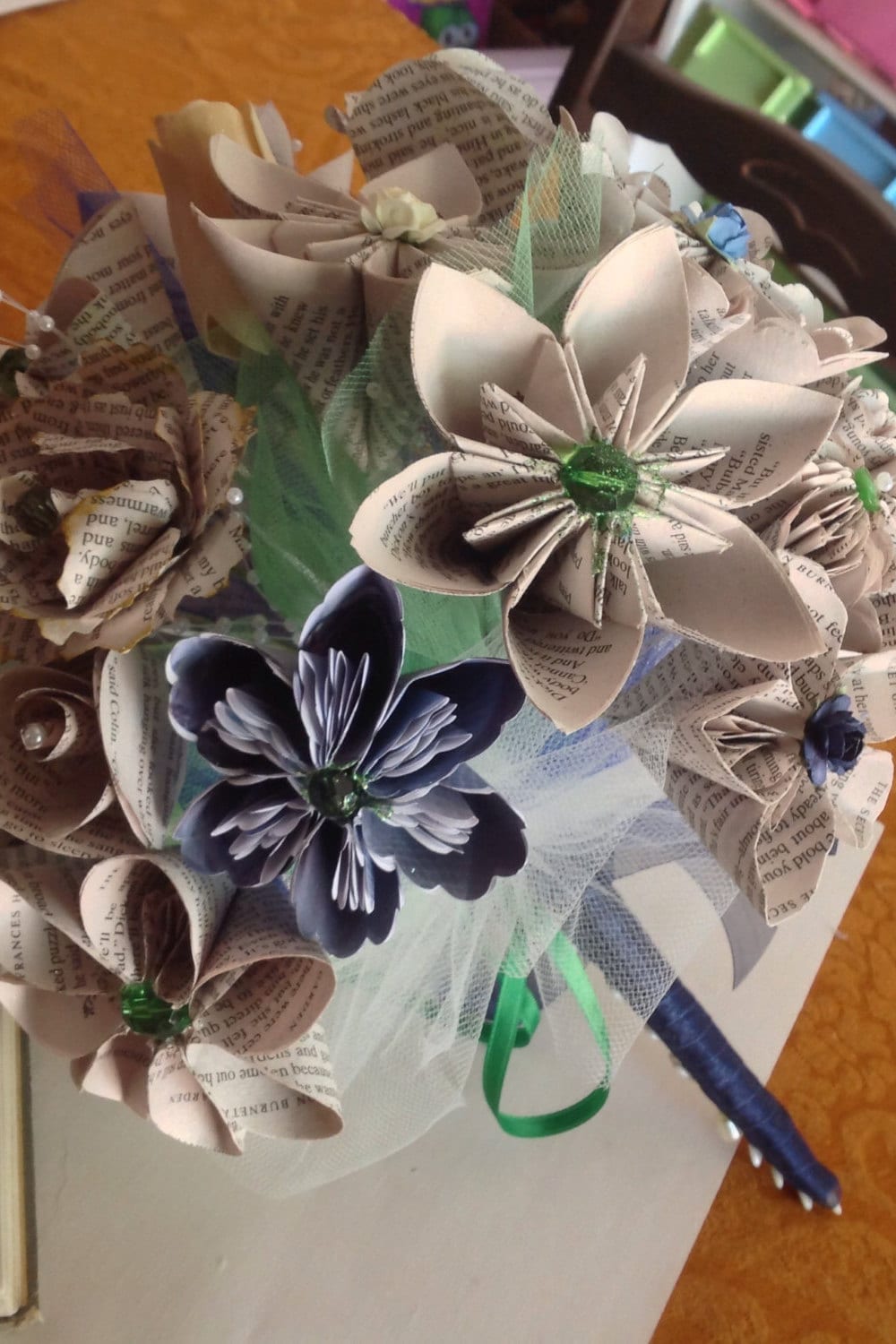 Book Page Paper Flower Wedding Bouquet 20 Handmade Flowers | Etsy