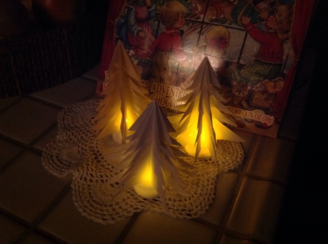 Origami Trees and Candles 4 Included - Etsy