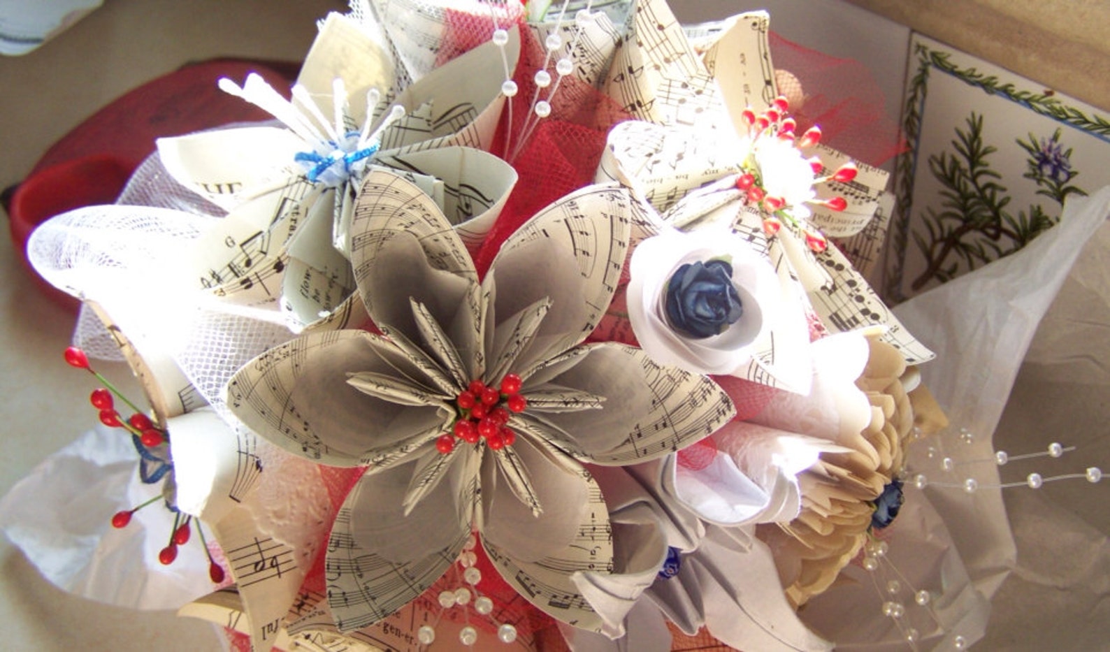 Wedding Bouquet With Military Theme Includes 8 Sheet Music | Etsy