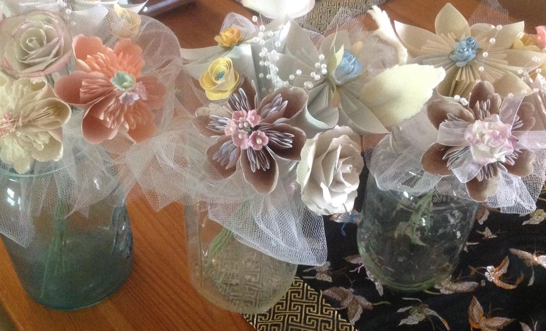 Origami Paper Flower Mason Jar Arrangement - Etsy