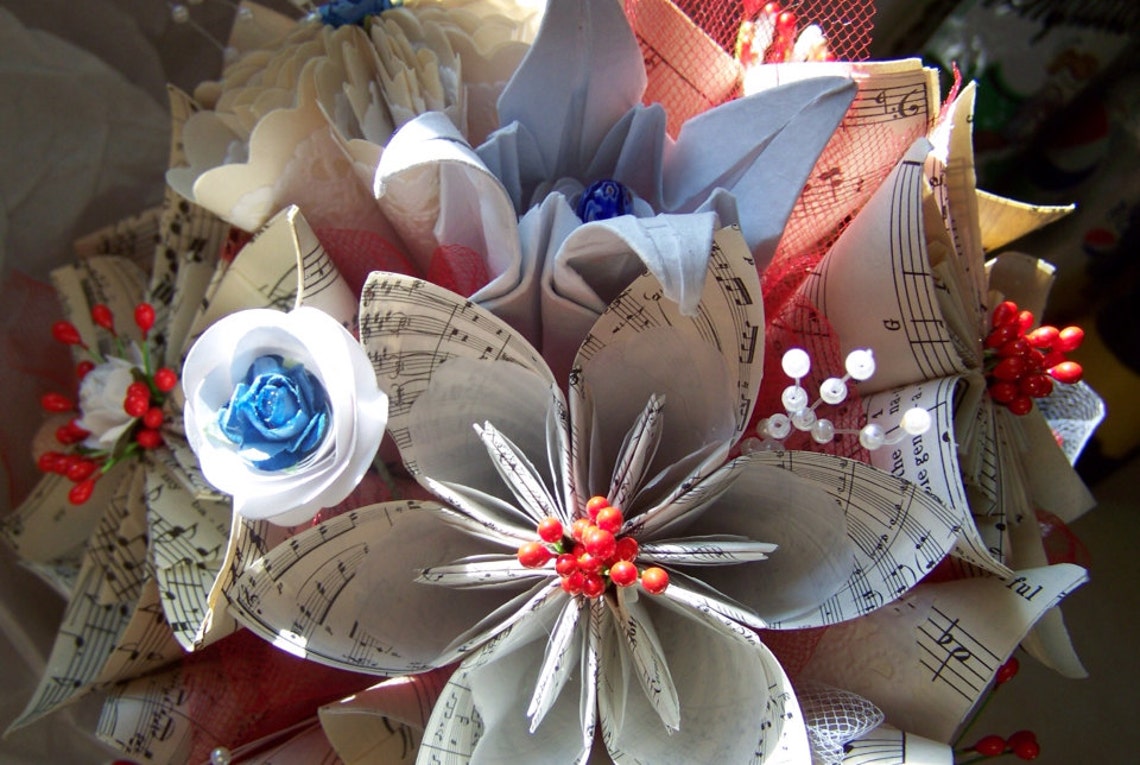Wedding Bouquet With Military Theme Includes 8 Sheet Music | Etsy
