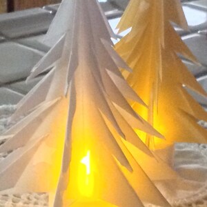 Miniature Origami Trees With Battery Candles Miniature Gold and White 7 ...