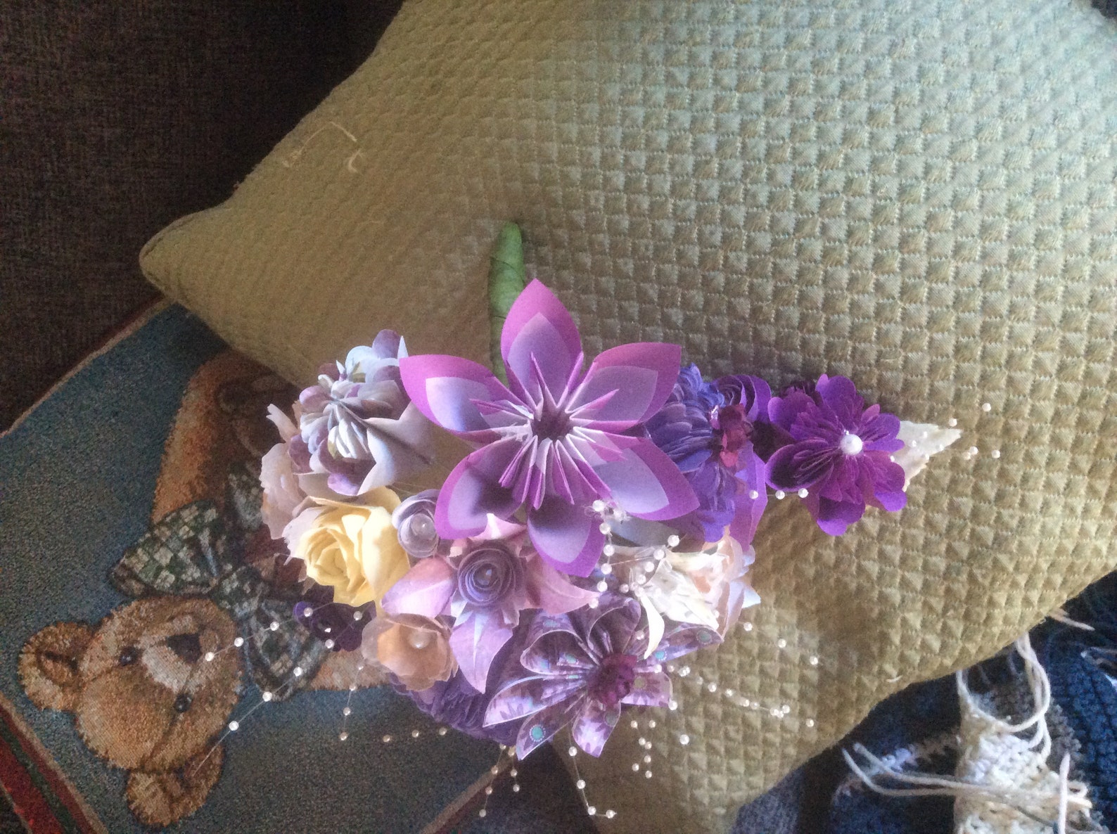 Violet and Ivory Everlasting Origami 8 Flower Bouquet | Etsy