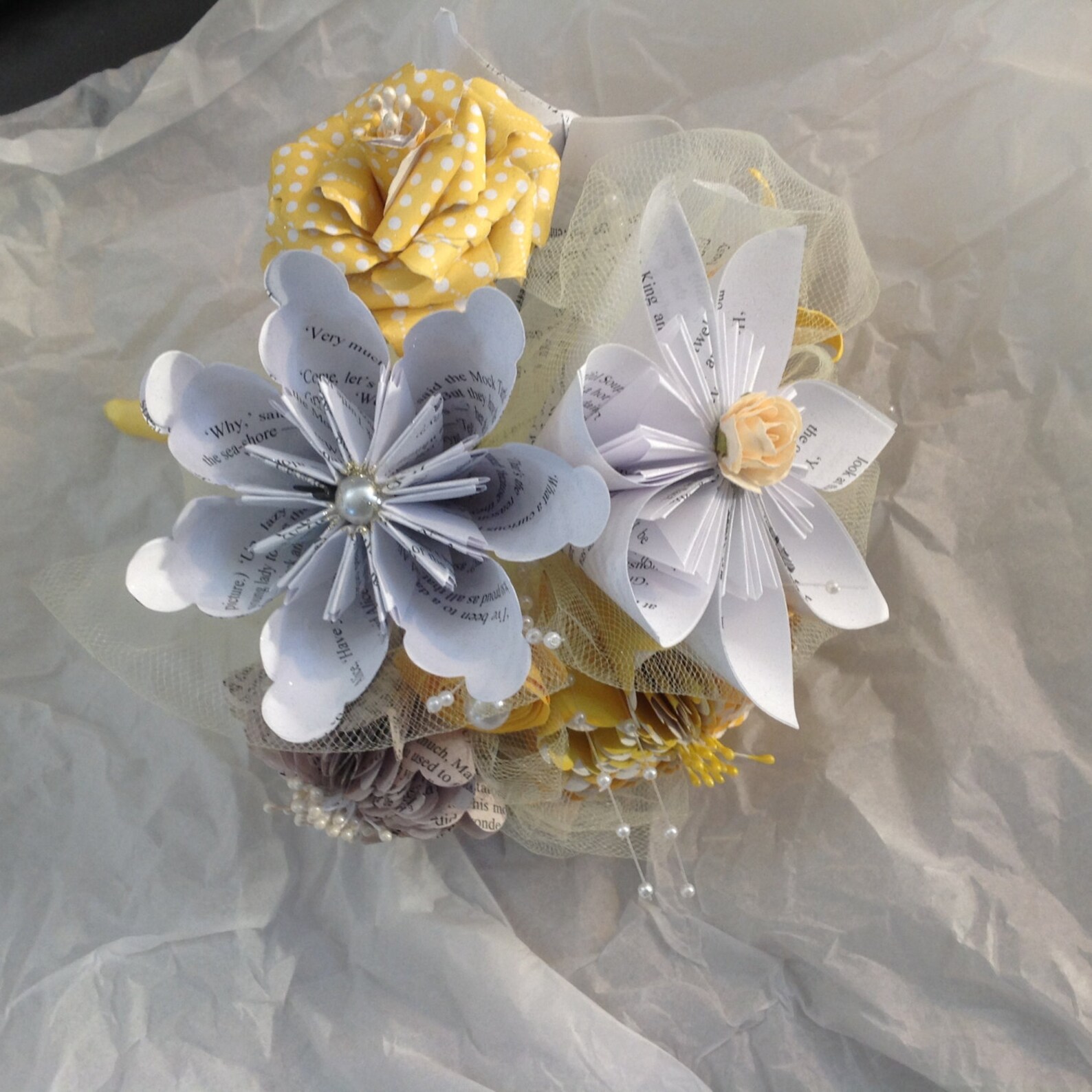 Origami Paper Flower Book Page Bouquet Customized With 8 Handmade ...