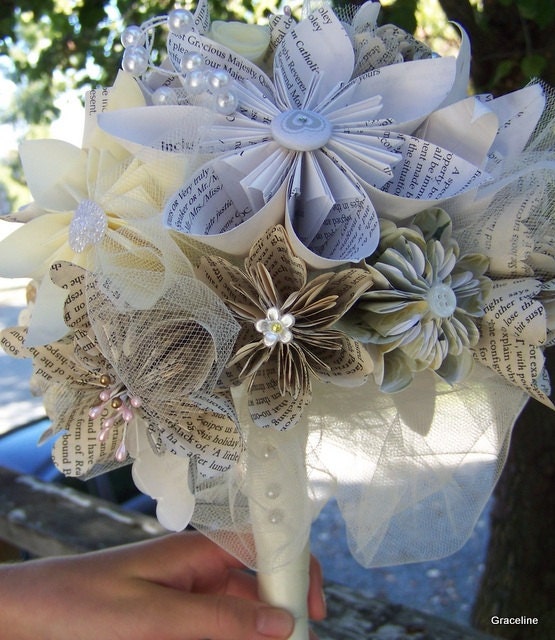 Origami Flower Bouquet With Book Page or Sheet Music Flowers | Etsy
